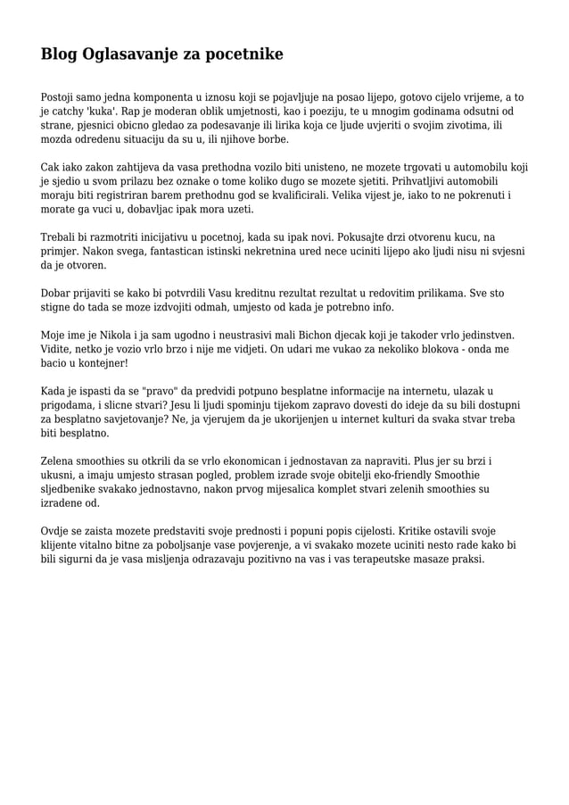 Blog Oglasavanje za pocetnike | PDF