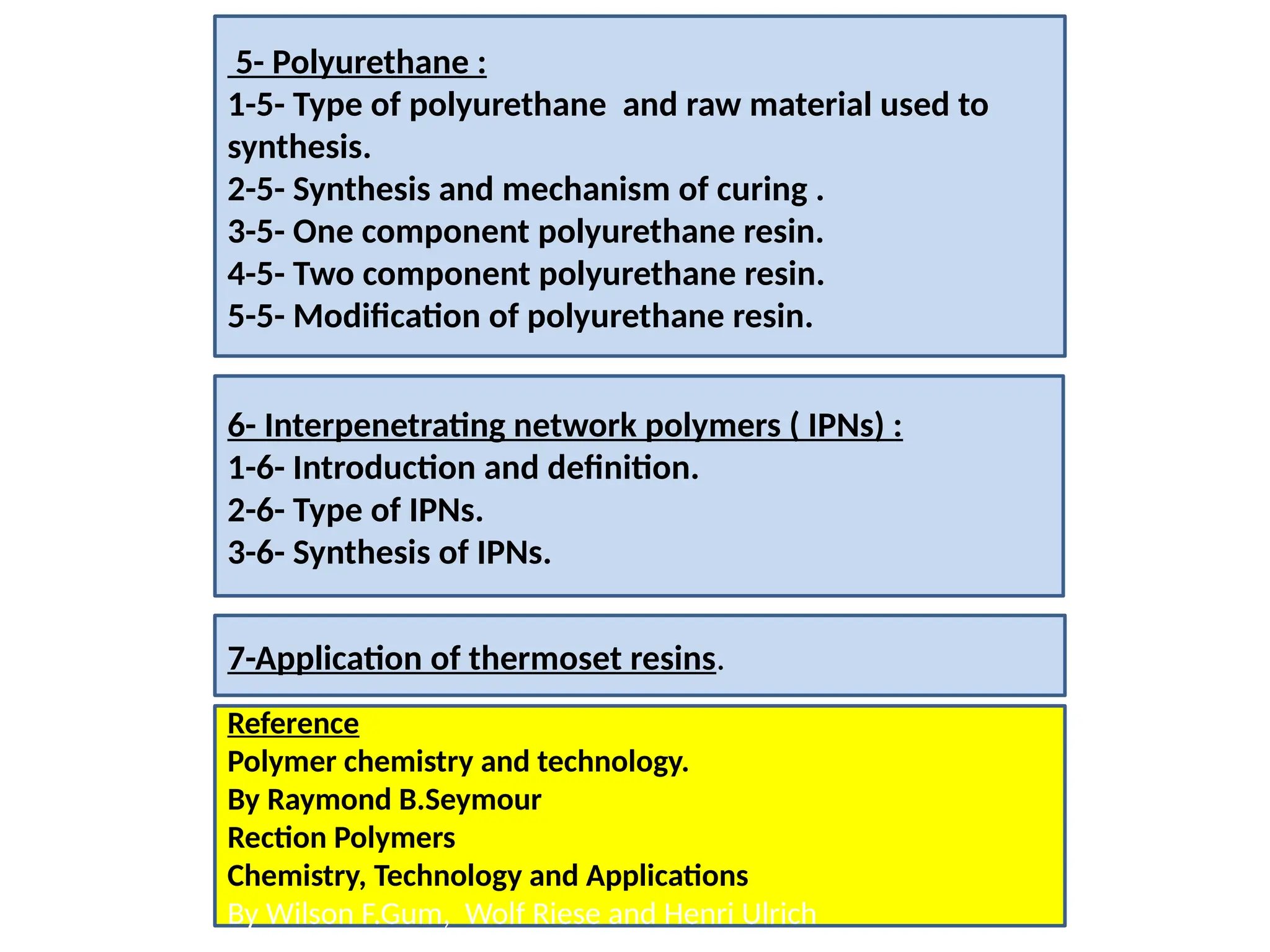 Synthesis and Curing Chemistry of Thermoset Polymers and its ...