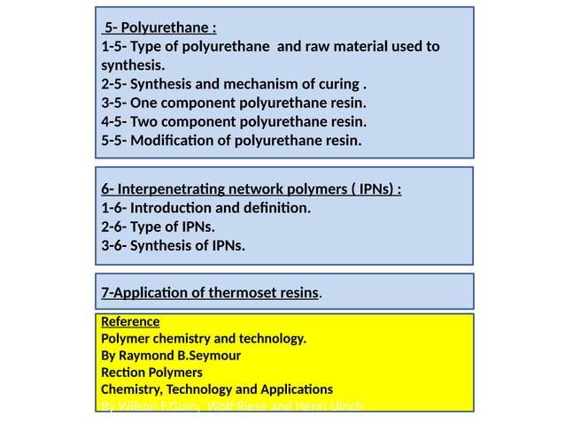 Synthesis and Curing Chemistry of Thermoset Polymers and its ...