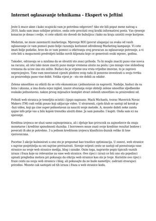 Internet oglasavanje tehnikama - Ekspert vs Jeftini | PDF