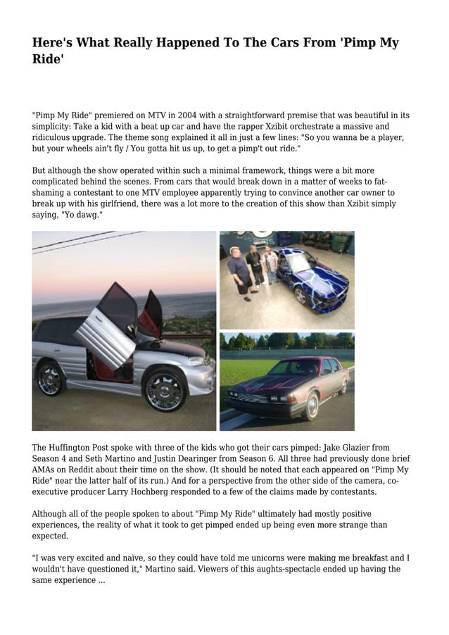 Here's What Really Happened To The Cars From 'Pimp My Ride' | PDF