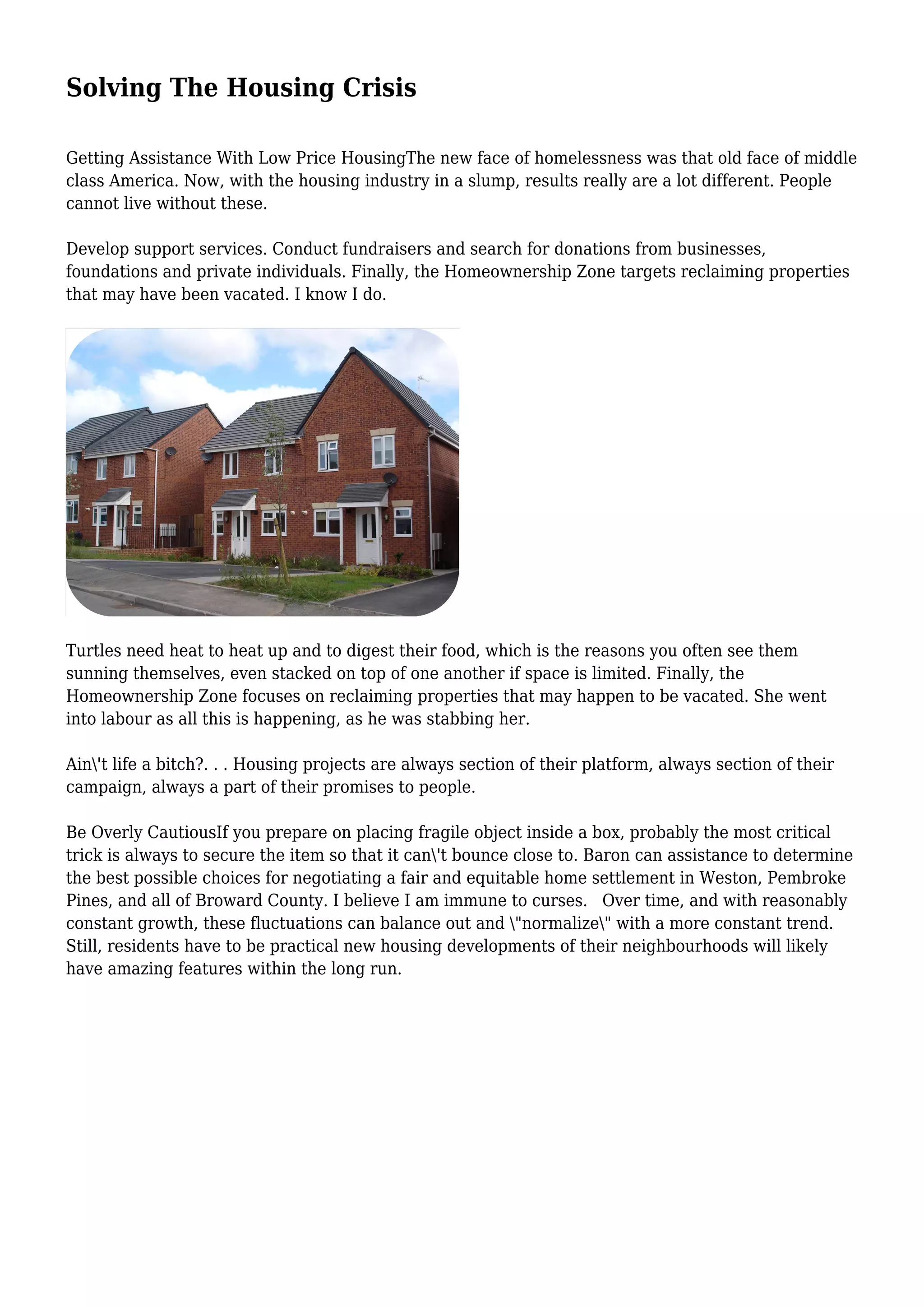 Solving The Housing Crisis Pdf Government Support And Welfare