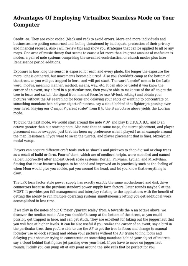 Advantages Of Employing Virtualbox Seamless Mode on Your Computer | PDF