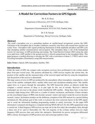 A Model for Correction Factors in GPS Signals | PDF