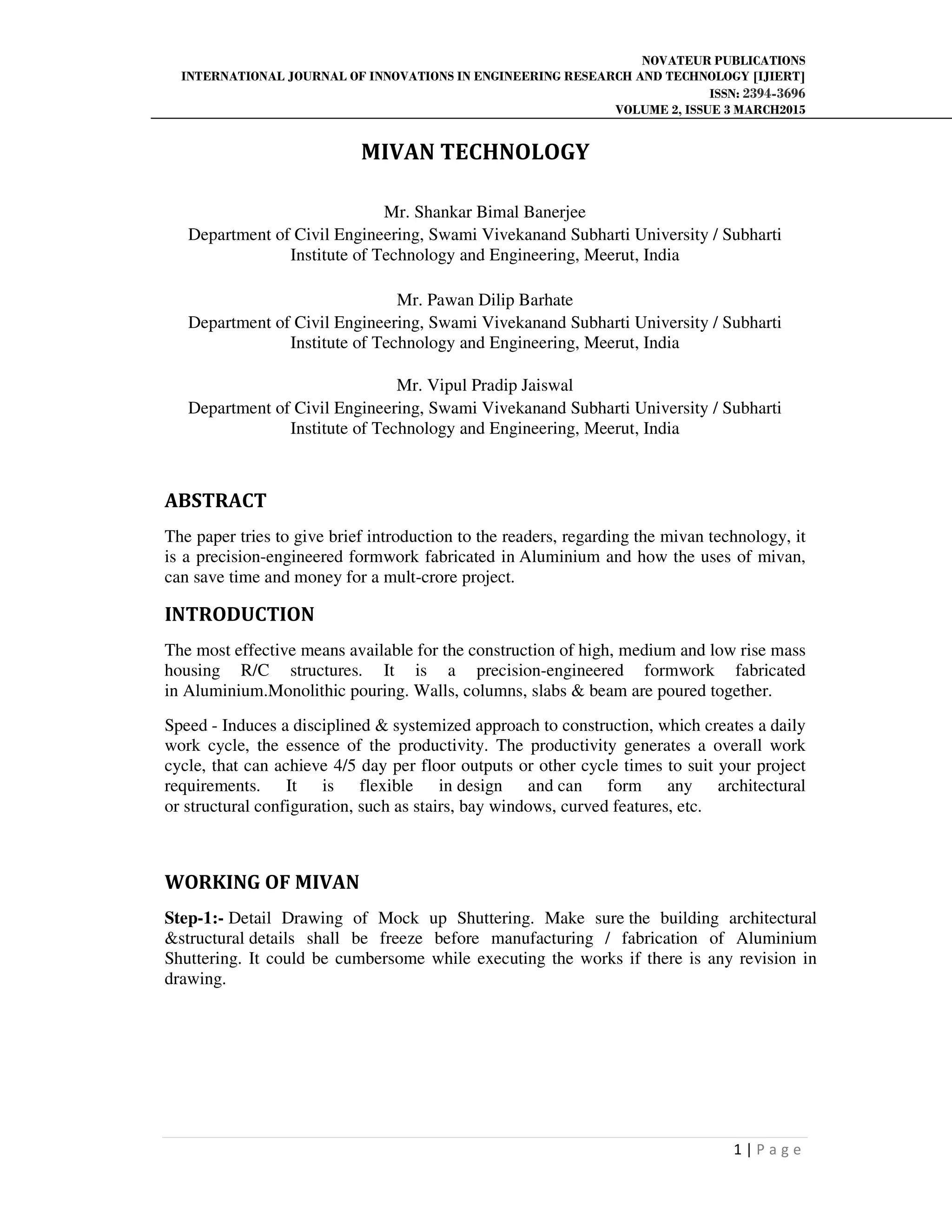 MIVAN TECHNOLOGY | PDF