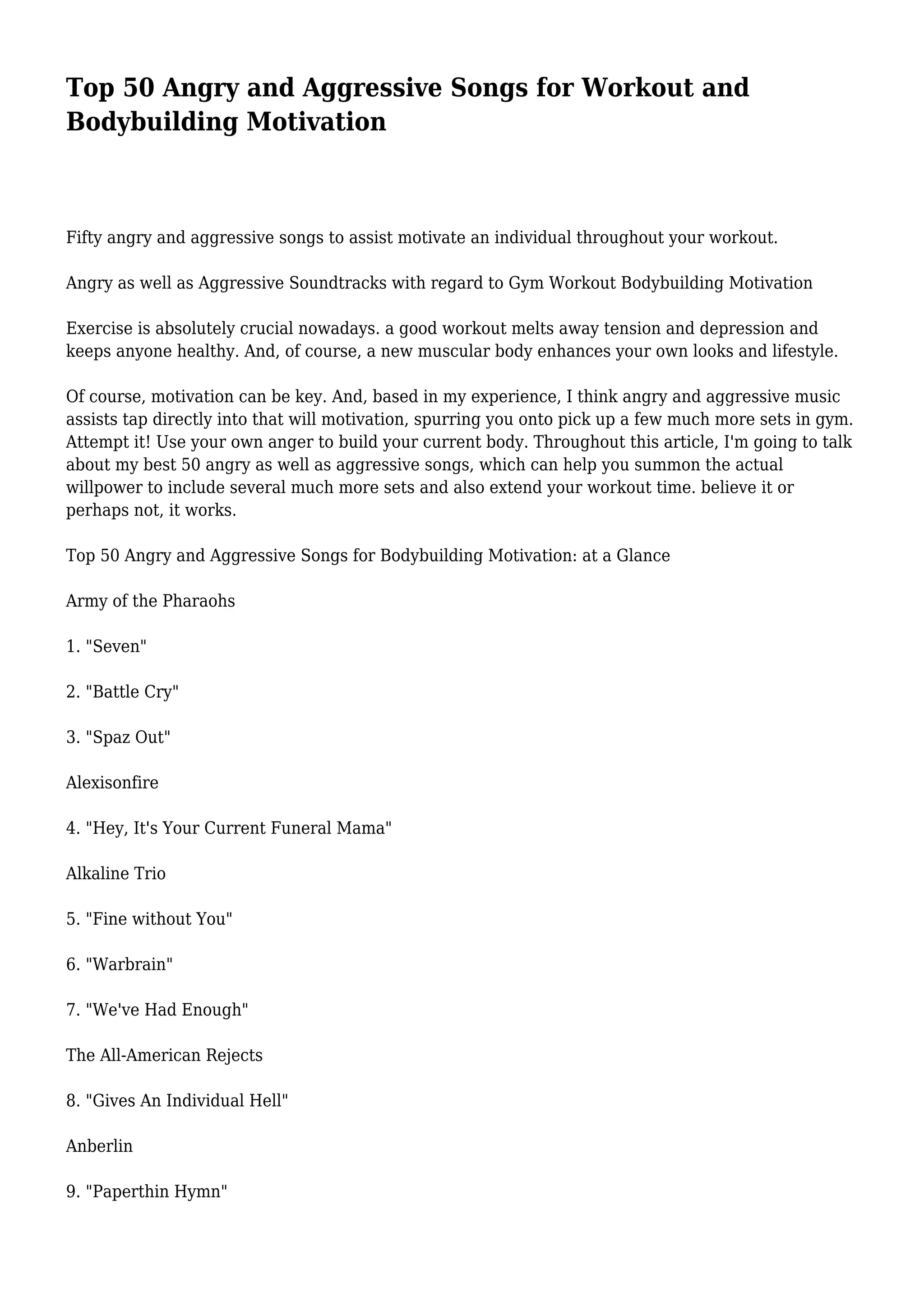 Top 50 Angry and Aggressive Songs for Workout and Bodybuilding ...