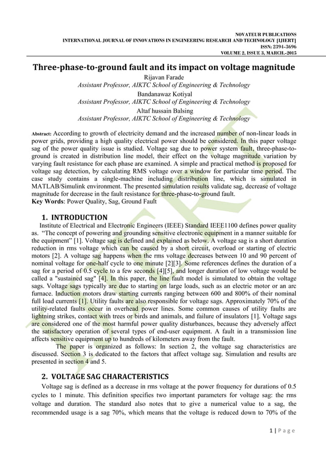 Three-phase-to-ground fault and its impact on voltage magnitude | PDF