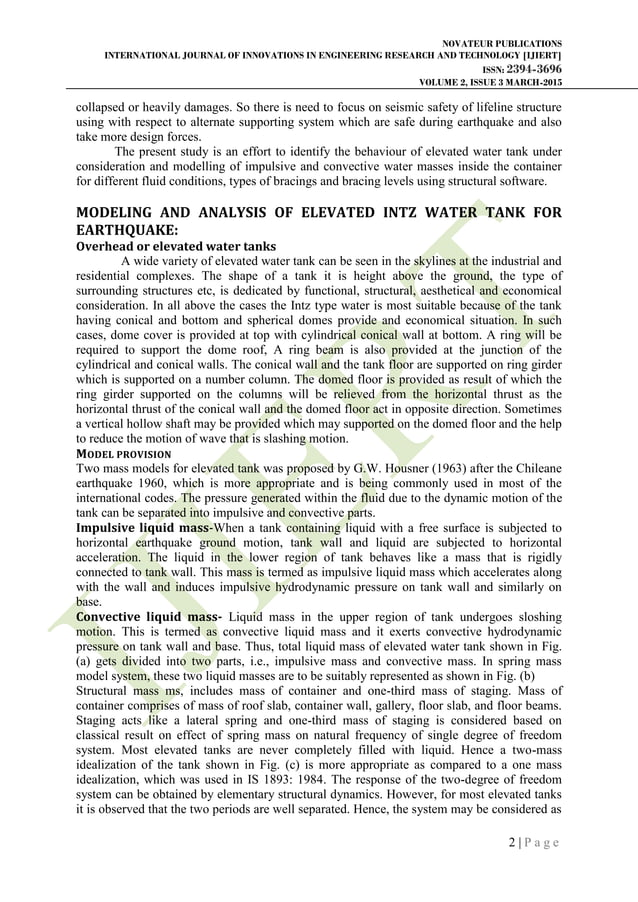 SEISMIC ANALYASIS AND DESIGN OF PROPOSED ELEVATED INTZ TYPE WATER TANK ...
