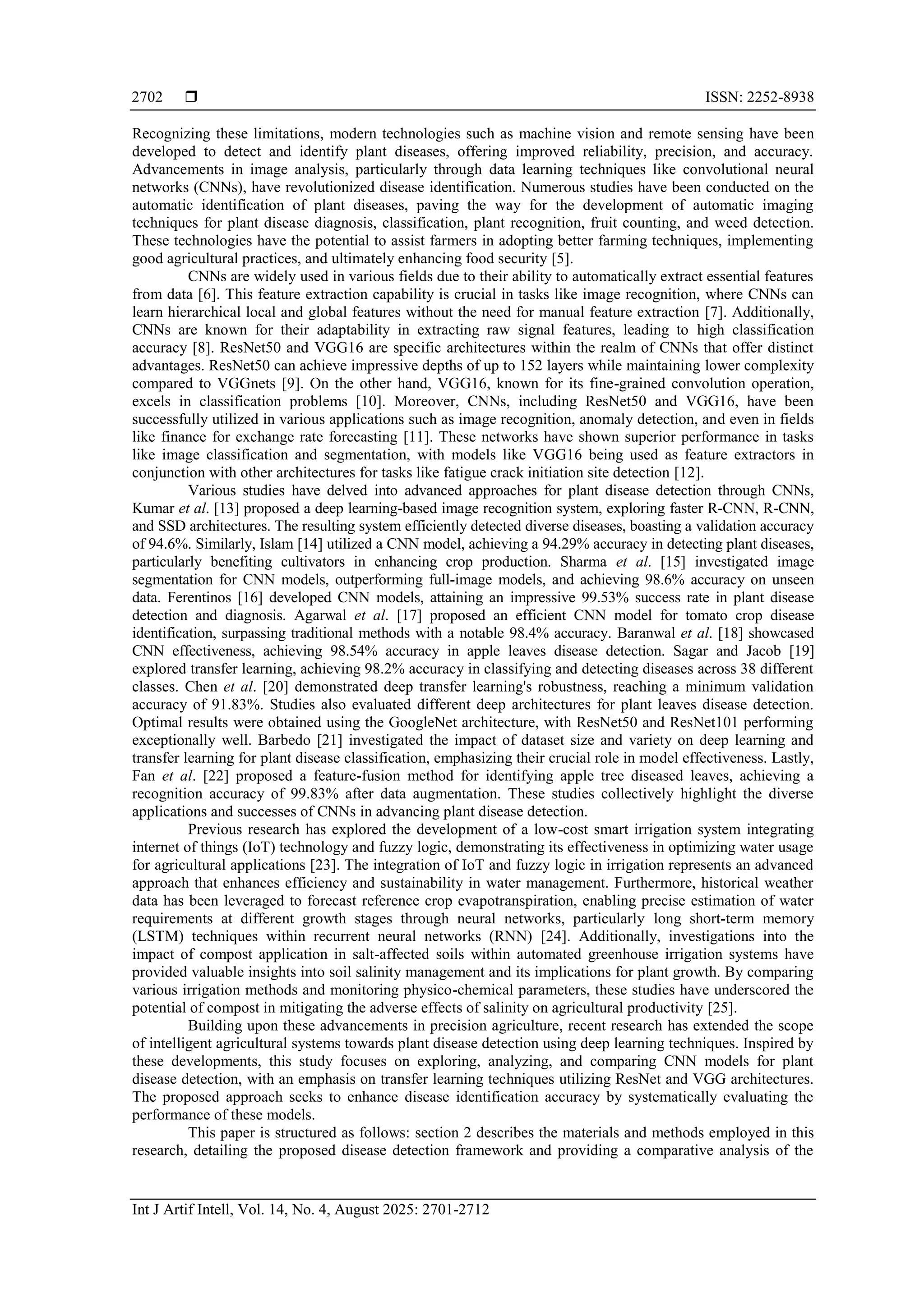 Imagery based plant disease detection using conventional neural networks and transfer learning | PDF