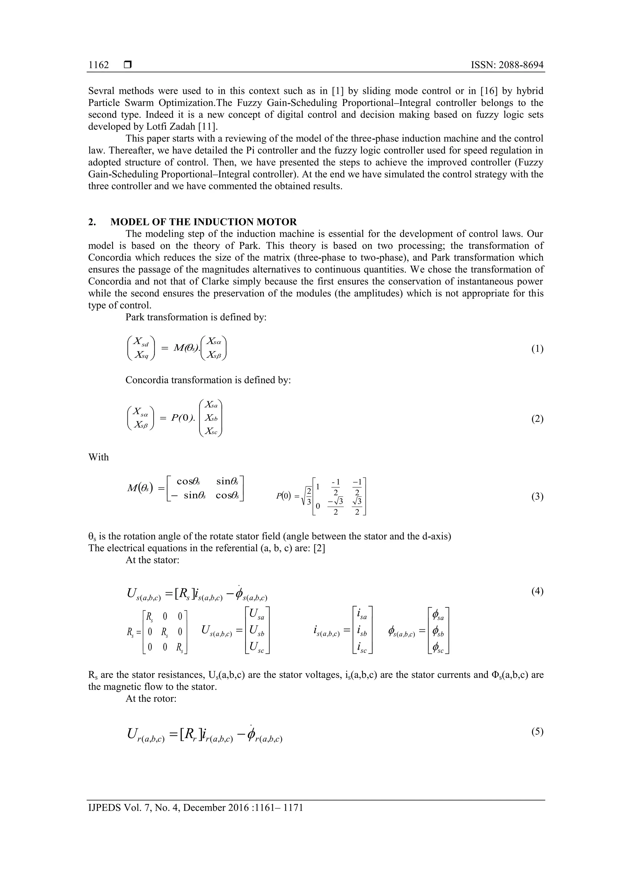 Fuzzy Gain-Scheduling Proportional–Integral Control for Improving the Speed Behavior of a Three ...
