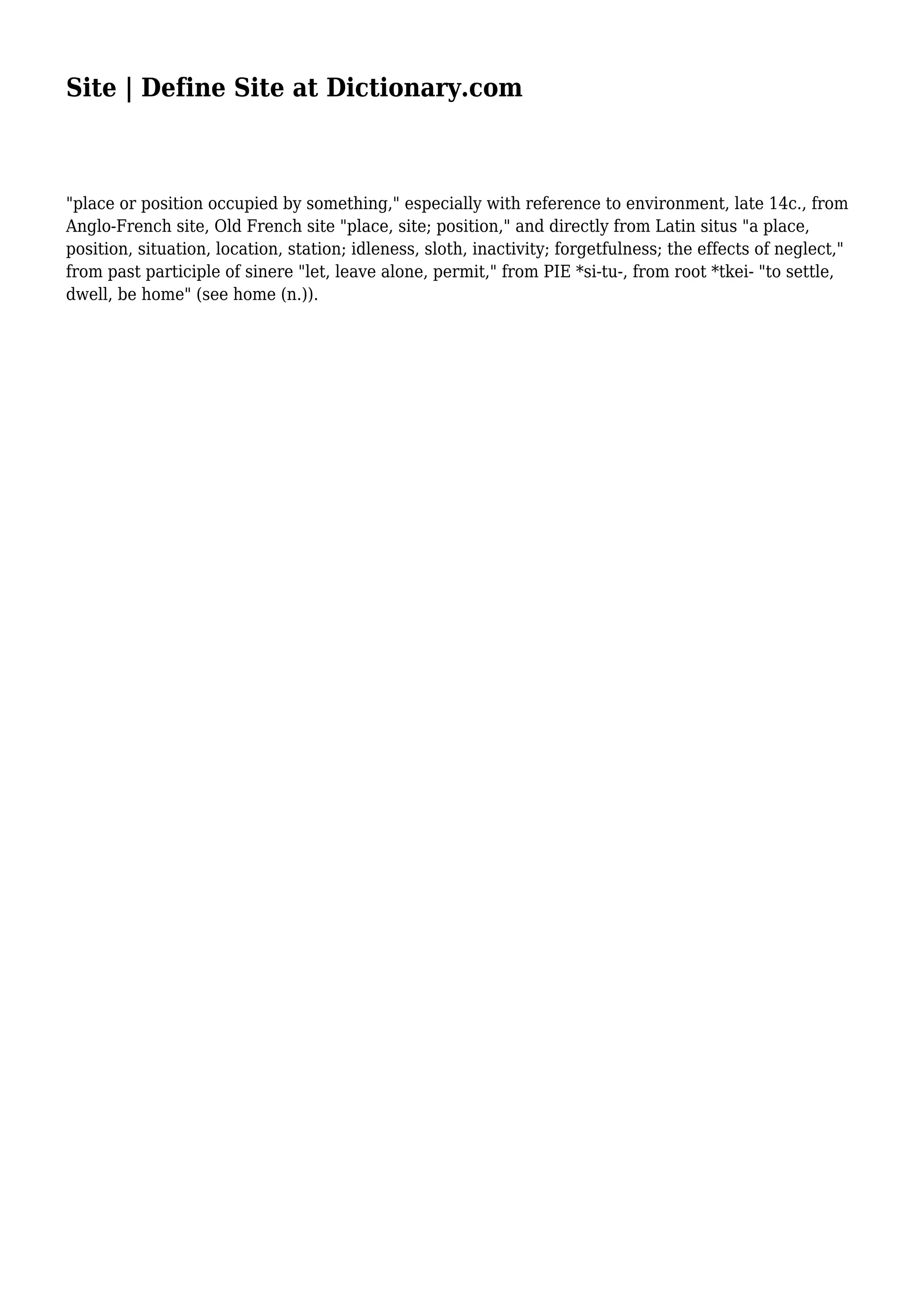 Site | Define Site at Dictionary.com