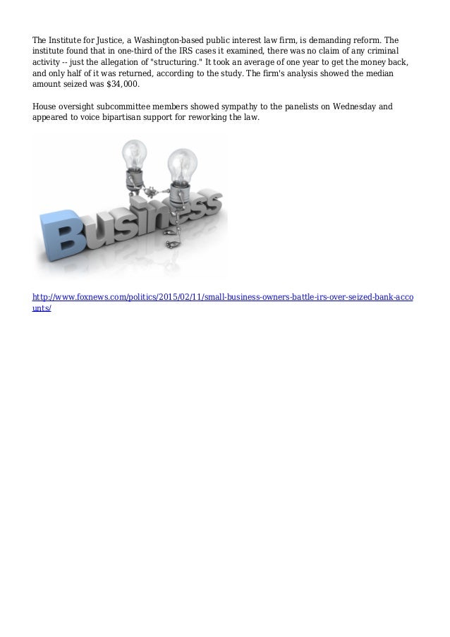 Small business owners forced to battle IRS over seized bank accounts