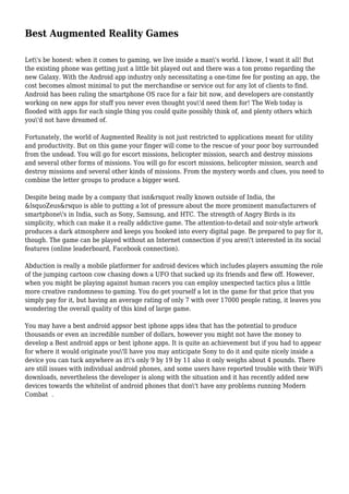 Best Augmented Reality Games | PDF