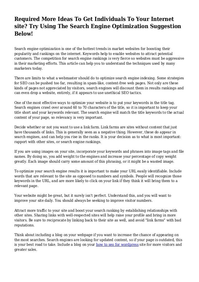 Required More Ideas To Get Individuals To Your Internet site? Try Using ...