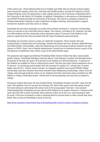 A day at Friendship Public Charter School’s Collegiate Academy ...