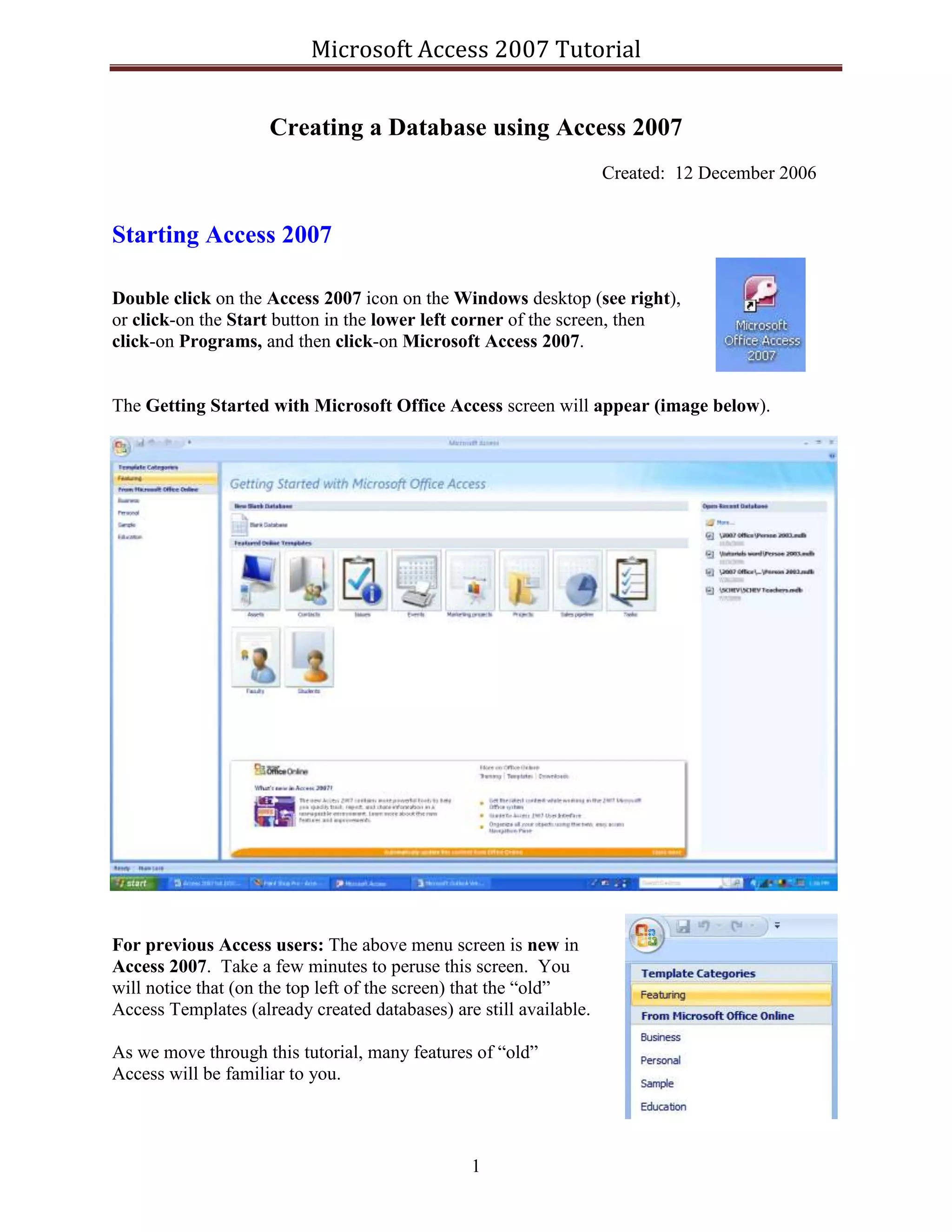 Microsoft access 2007_tutorial | PDF