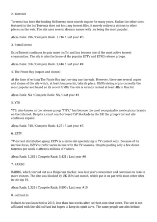 Top 10 Most Popular Torrent Sites of 2015 | PDF