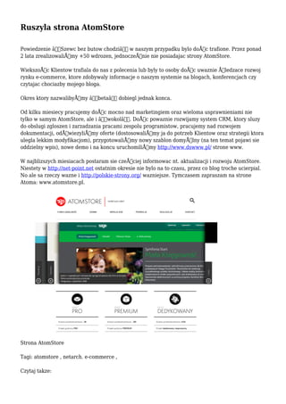 Ruszyla strona AtomStore | PDF
