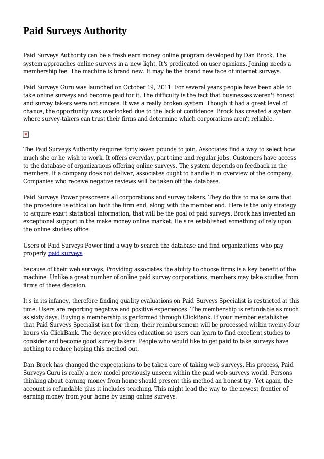 Paid Surveys Authority