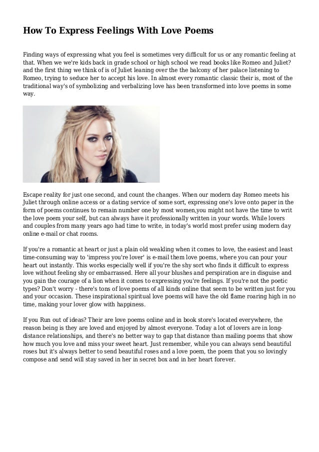 How To Express Feelings With Love Poems