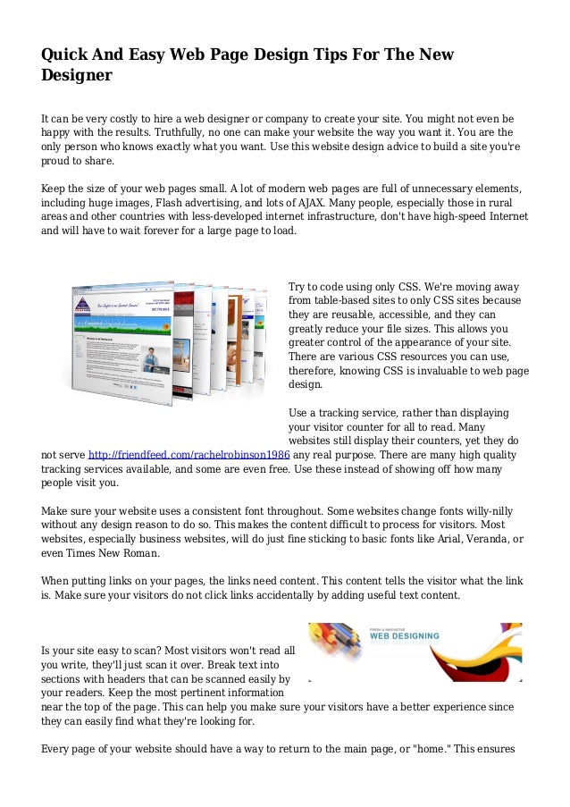 Quick And Easy Web Page Design Tips For The New Designer