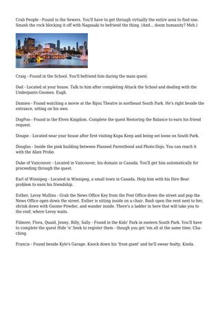 South Park - The Stick of Truth Walkthrough: Friends | PDF