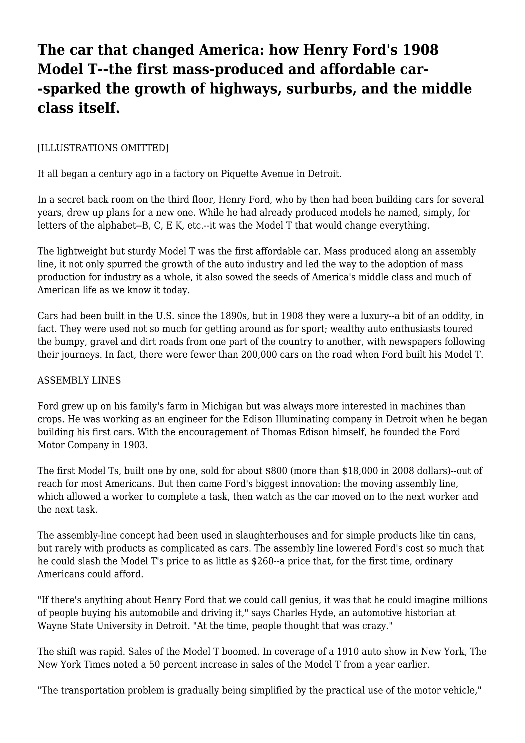 The car that changed America: how Henry Ford's 1908 Model T--the first ...