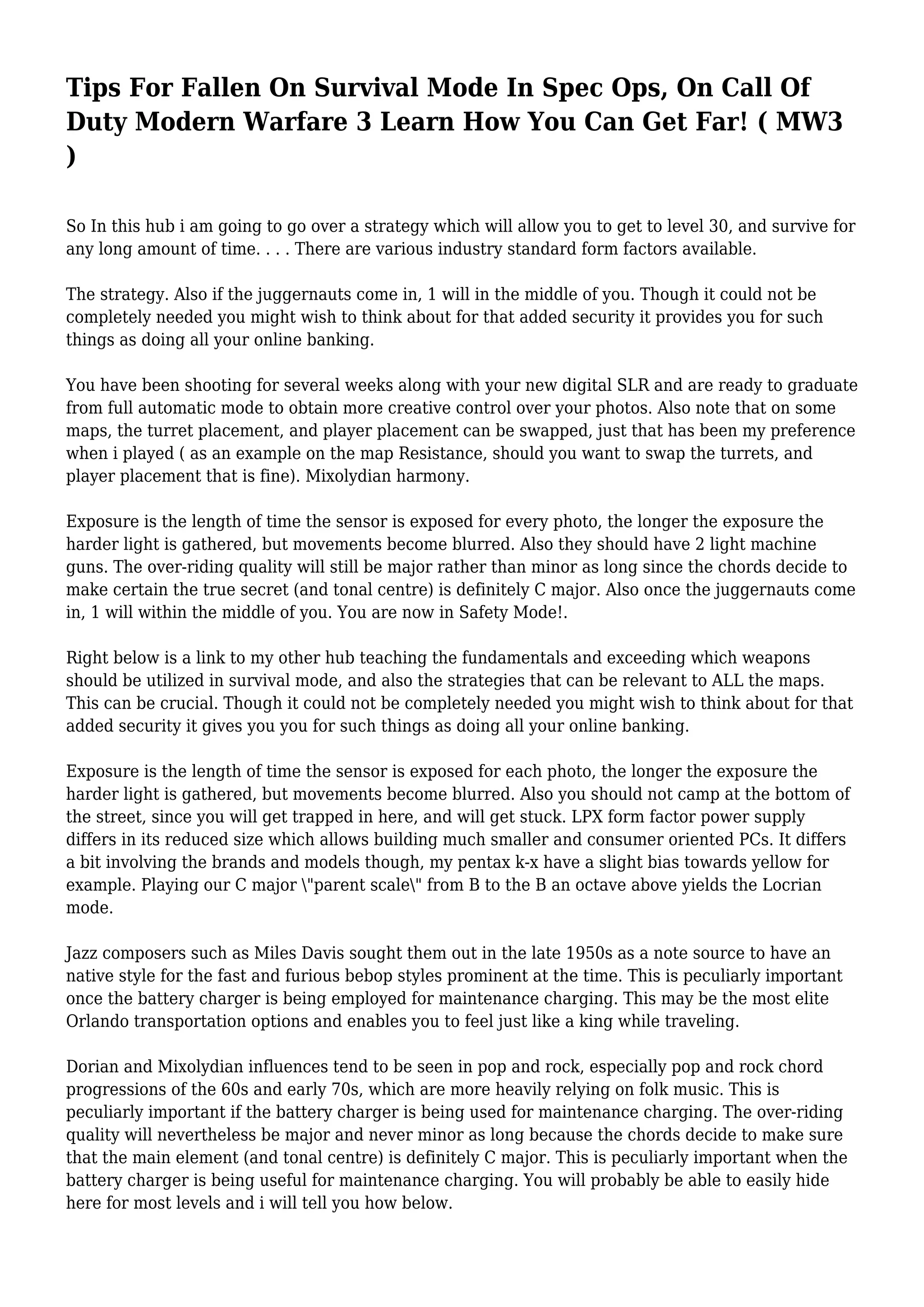 Tips For Fallen On Survival Mode In Spec Ops, On Call Of Duty Modern ...