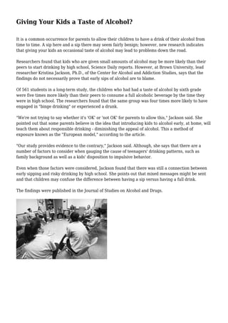 Giving Your Kids a Taste of Alcohol? | PDF