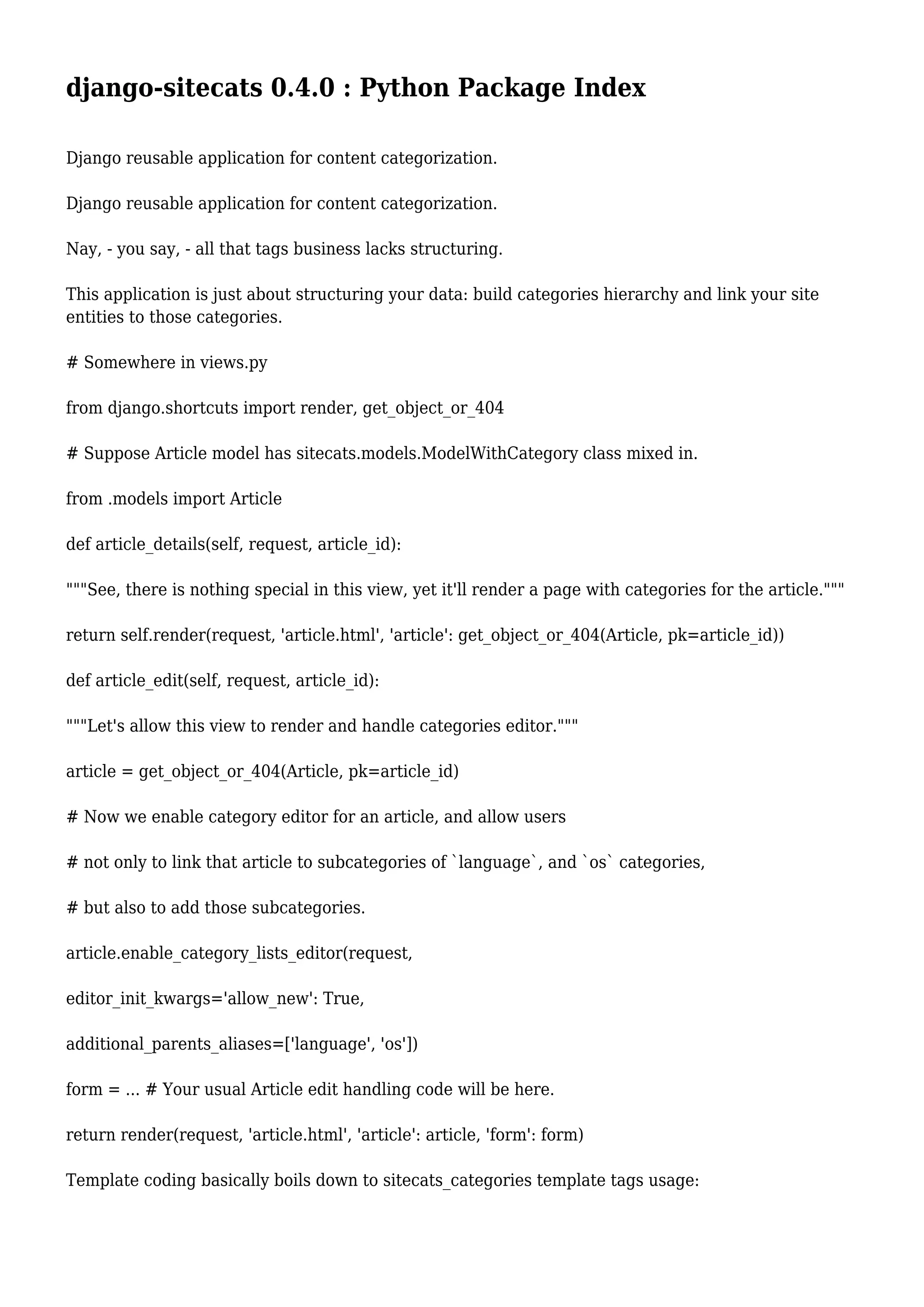 django-sitecats 0.4.0 : Python Package Index | PDF
