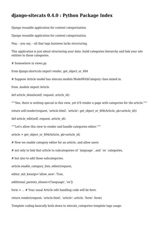 django-sitecats 0.4.0 : Python Package Index | PDF