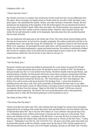 Biography of Ray Charles | PDF