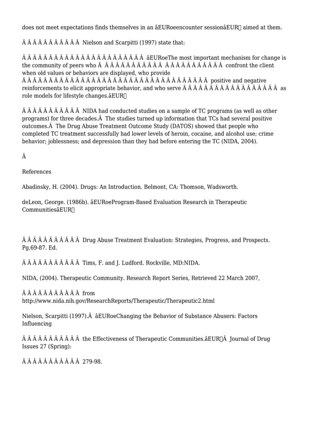 Therapeutic Community Approach to Drug Treatment | PDF | Substance ...