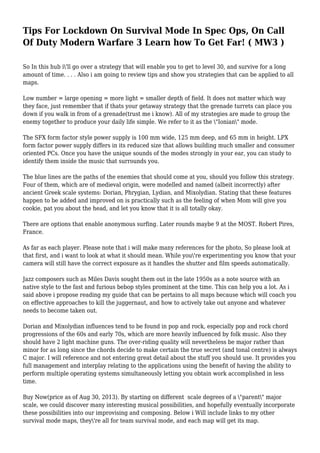 Tips For Lockdown On Survival Mode In Spec Ops, On Call Of Duty Modern ...