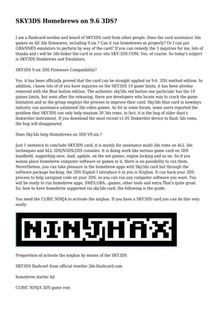 SKY3DS Homebrews on 9.6 3DS? | PDF | Home Entertainment Systems ...