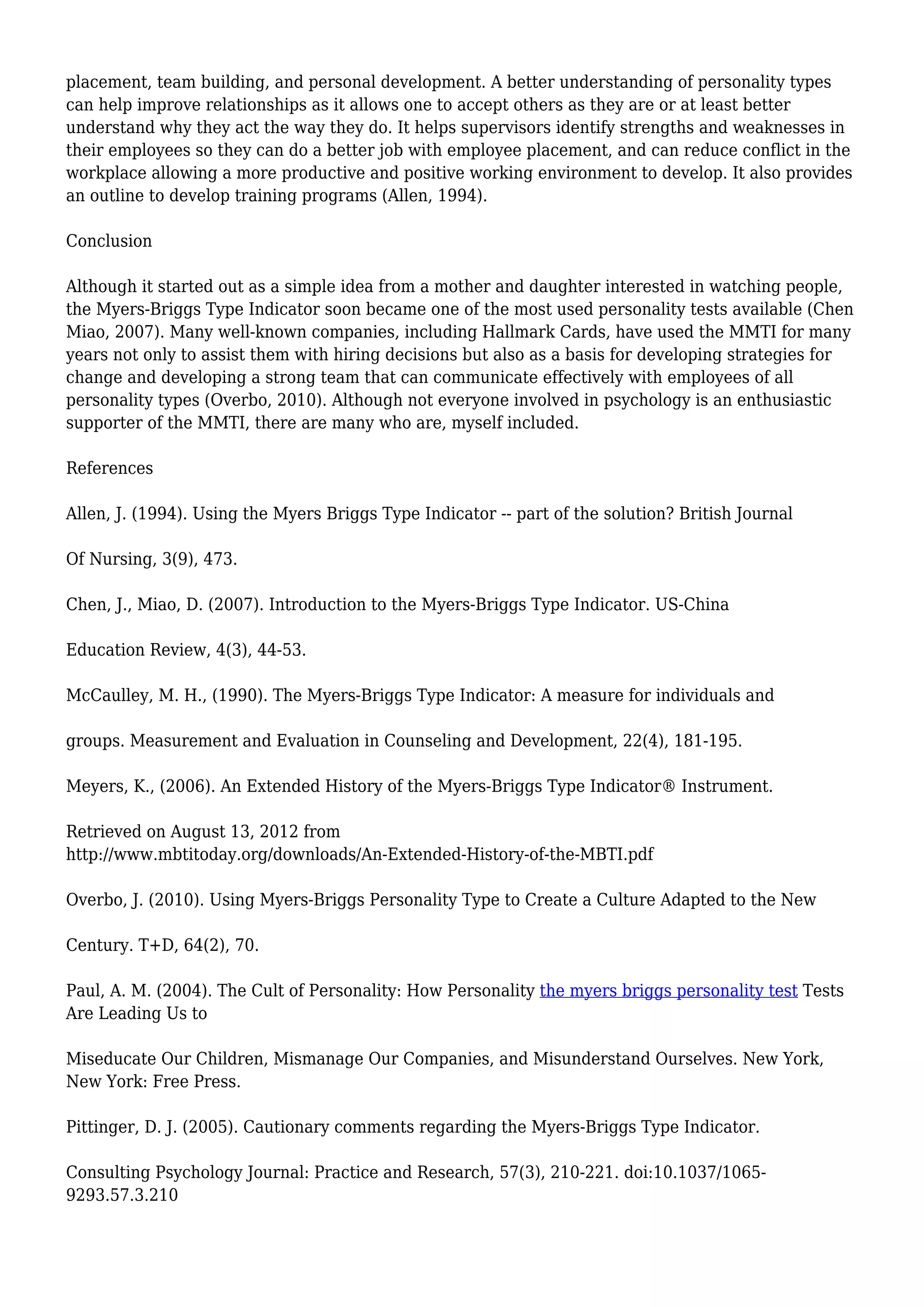 The History and Significance of the Myers-Briggs Personality Test | PDF