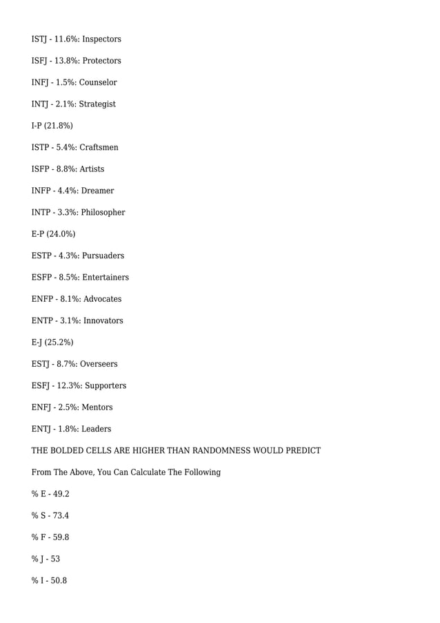 Meyers-Briggs (Personality) Type Inventory (MBTI) | PDF