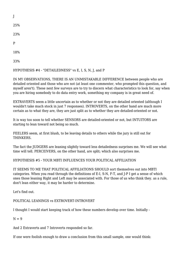 Meyers-Briggs (Personality) Type Inventory (MBTI) | PDF