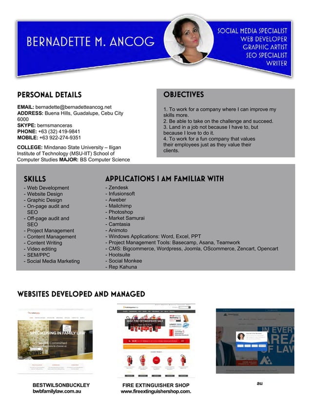 Bernadette Ancog - 2016 Resume2a | PDF | Internet | Computing