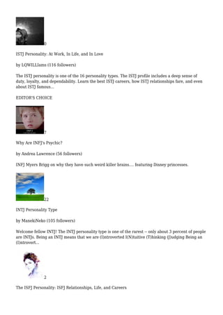 Myers-Briggs Personality Types - HubPages.com | Science