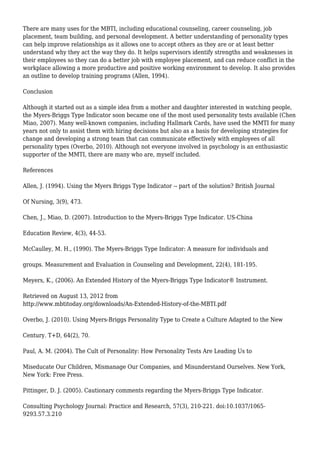 The History and Significance of the Myers-Briggs Personality Test | PDF