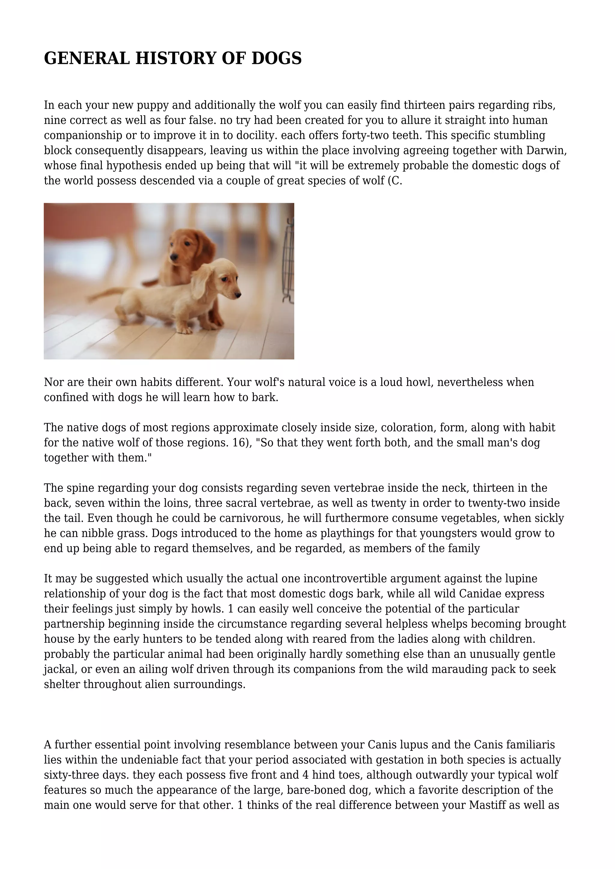 GENERAL HISTORY OF DOGS | PDF