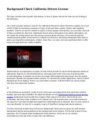 Background Check California Drivers License