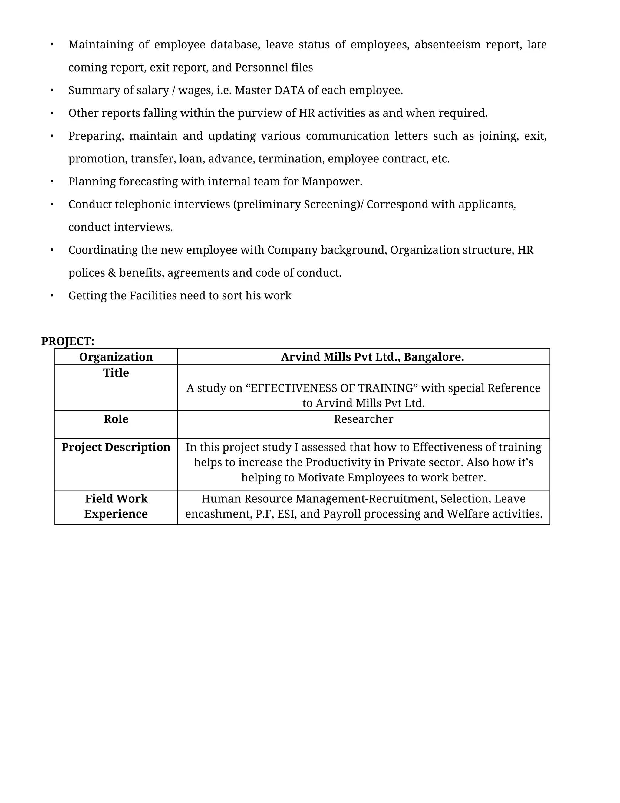 Bharathi M -HR | PDF