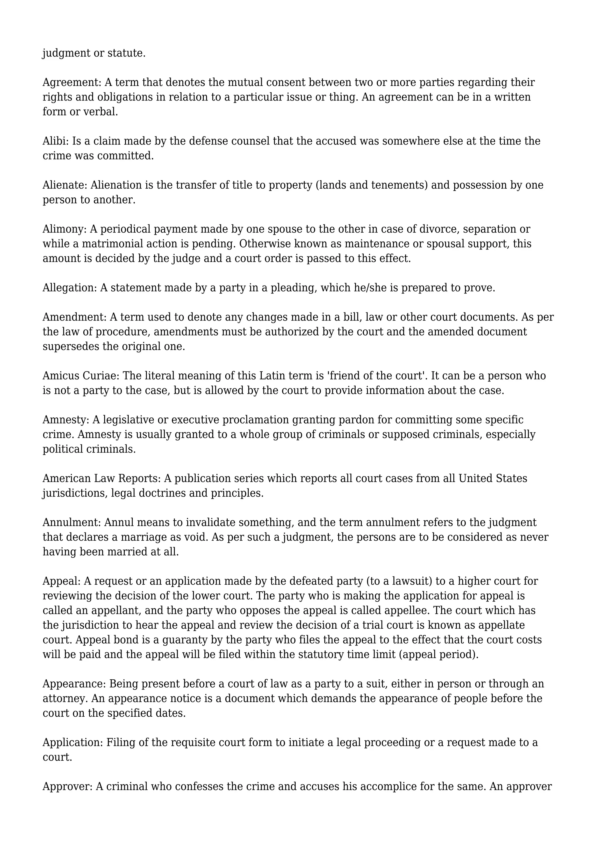 Law Terms - Glossary of Legal Terms and Meanings | PDF