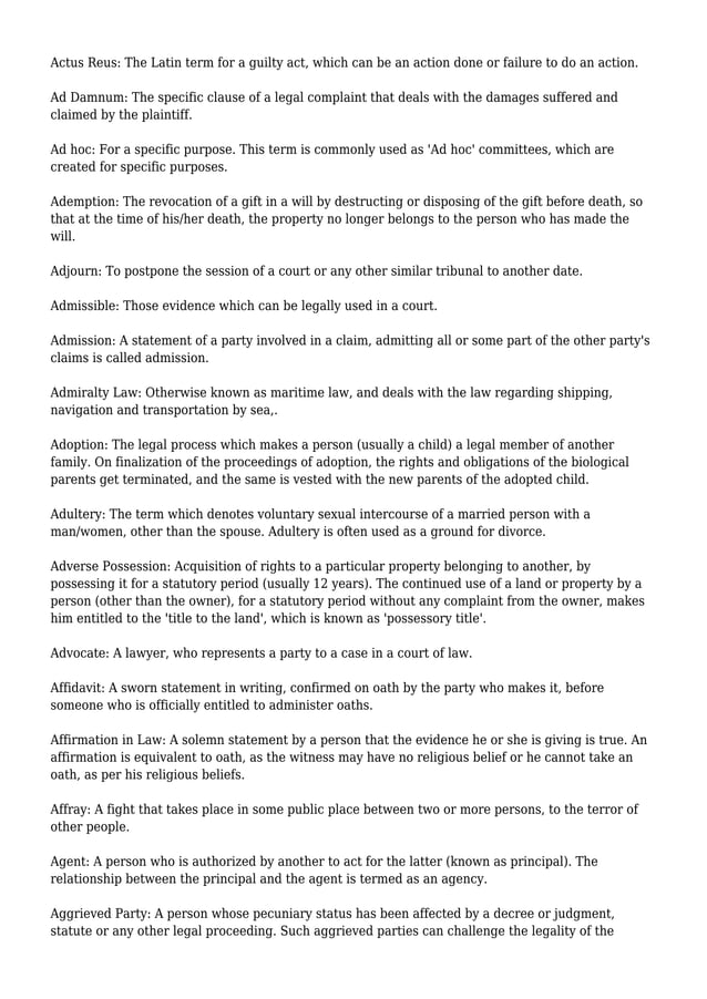 Law Terms - Glossary of Legal Terms and Meanings | PDF