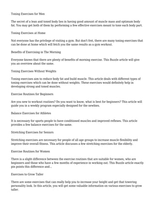 Exercises | Buzzle.com