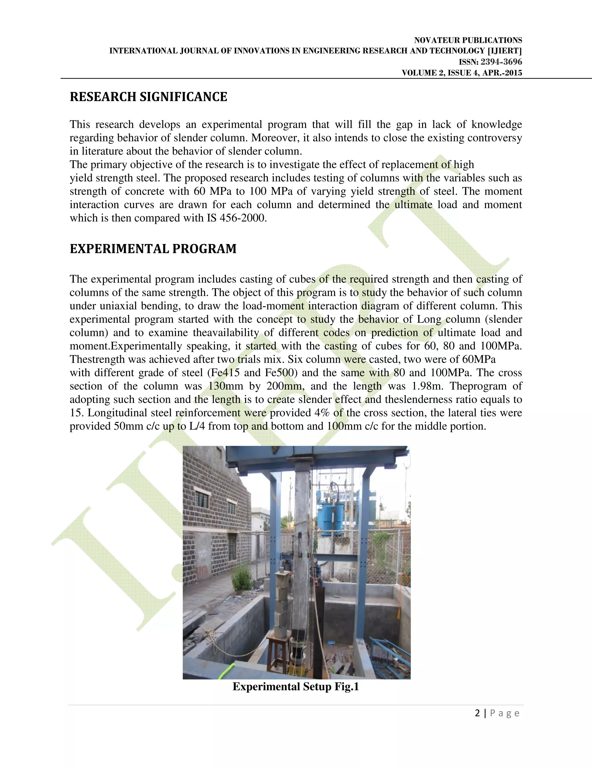 BEHAVIOR OF SLENDER COLUMN SUBJECTED TO ECCENTRIC LOADING | PDF