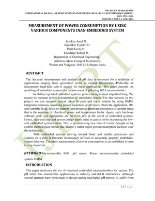 MEASUREMENT OF POWER CONSUMPTION BY USING VARIOUS COMPONENTS INAN EMBEDDED SYSTEM | PDF