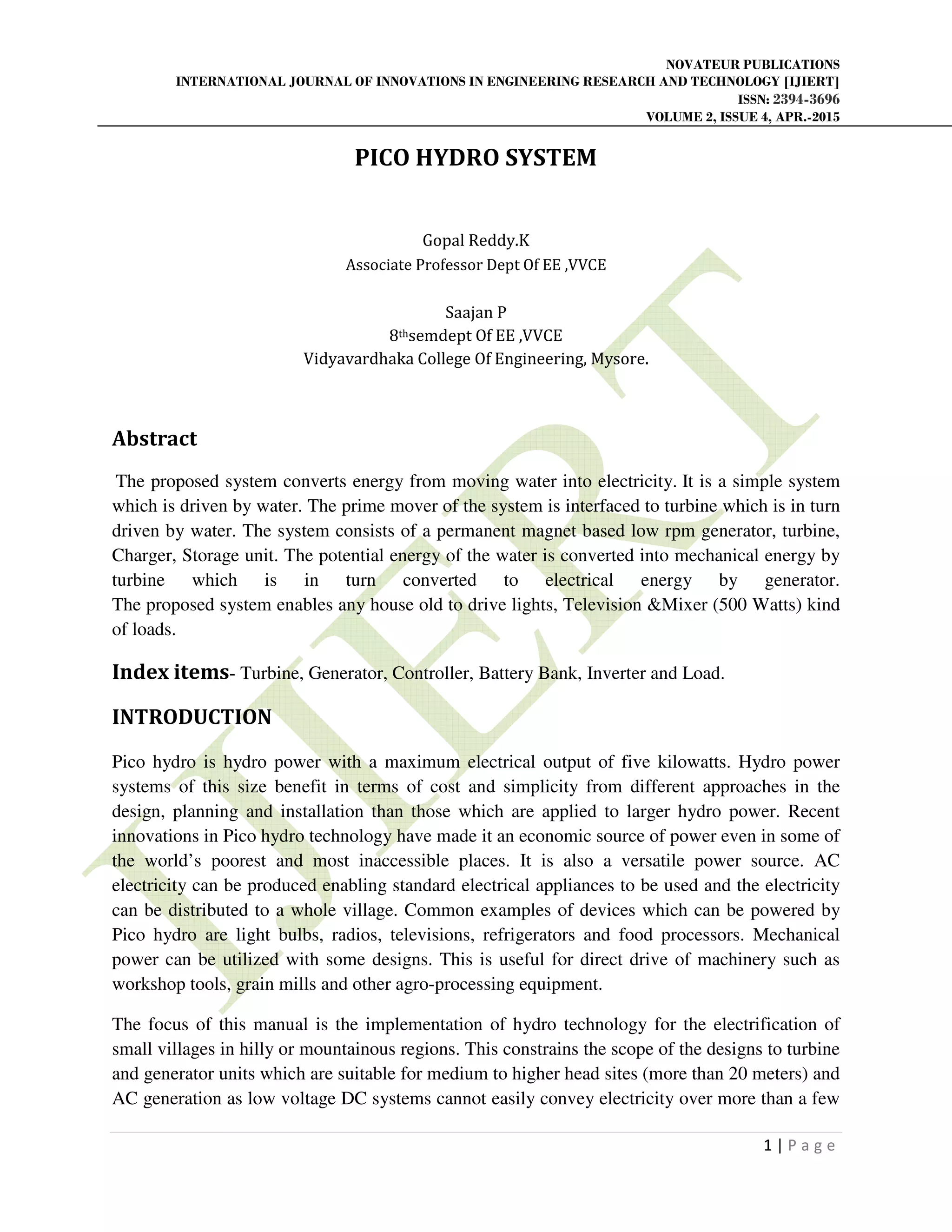 PICO HYDRO SYSTEM | PDF